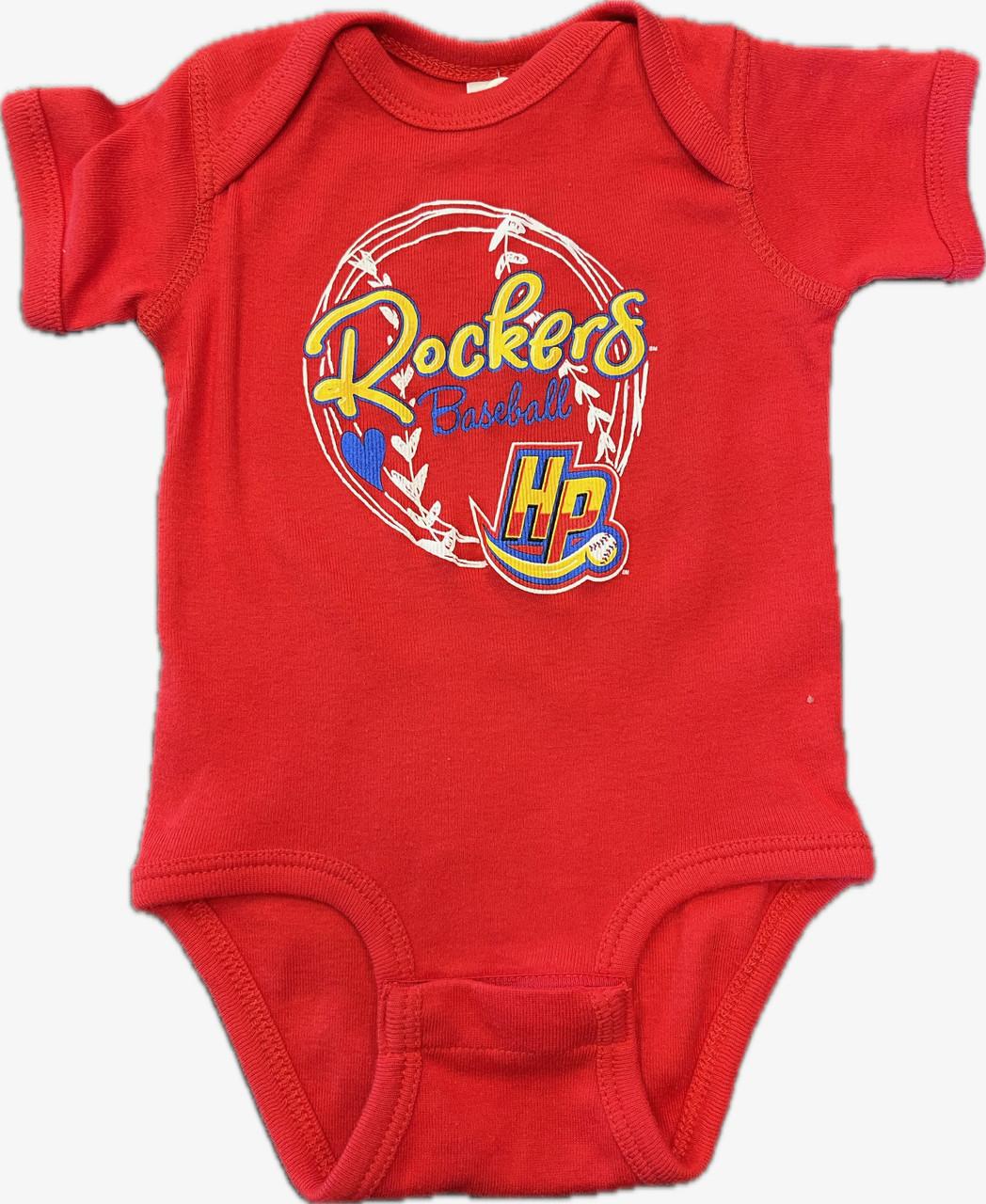 Red Infant Rockers Onesie | High Point Rockers Baseball